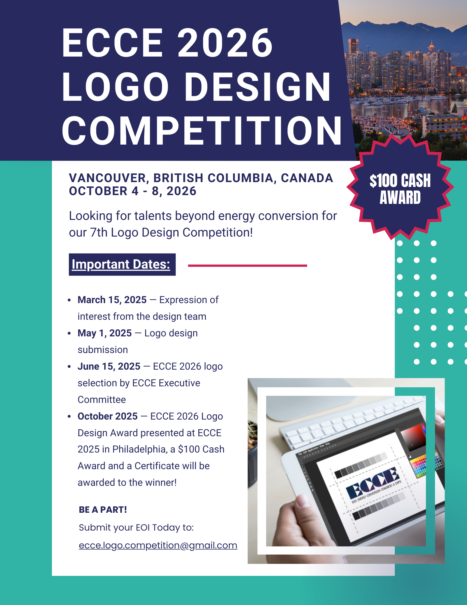 7th Logo Design Competition for IEEE ECCE 2026 - IEEE Power Electronics ...